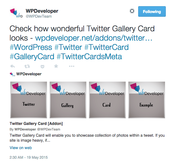 Twitter Gallery Card [Addon] - WPDeveloper