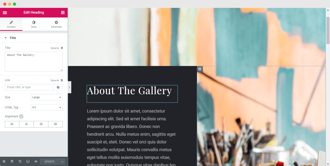 How To Design a Landing Page For Your Art Gallery Using Elementor ...