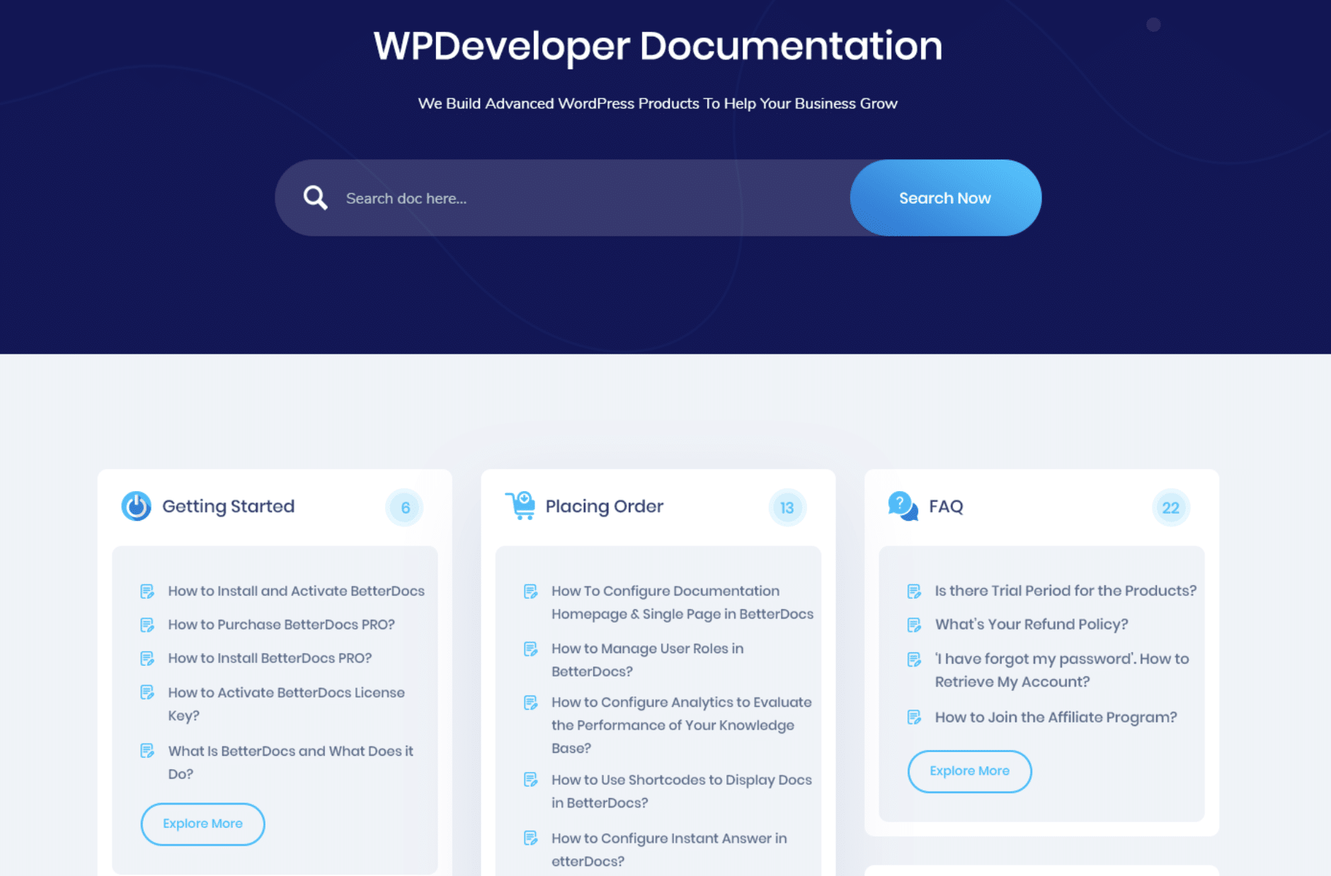 Docs: WordPress & WPDeveloper Documentations