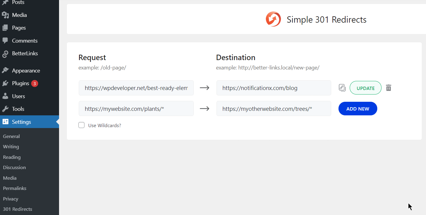 What Are Wildcards In Simple 301 Redirects Plugin & How To Use Them? - WPDeveloper
