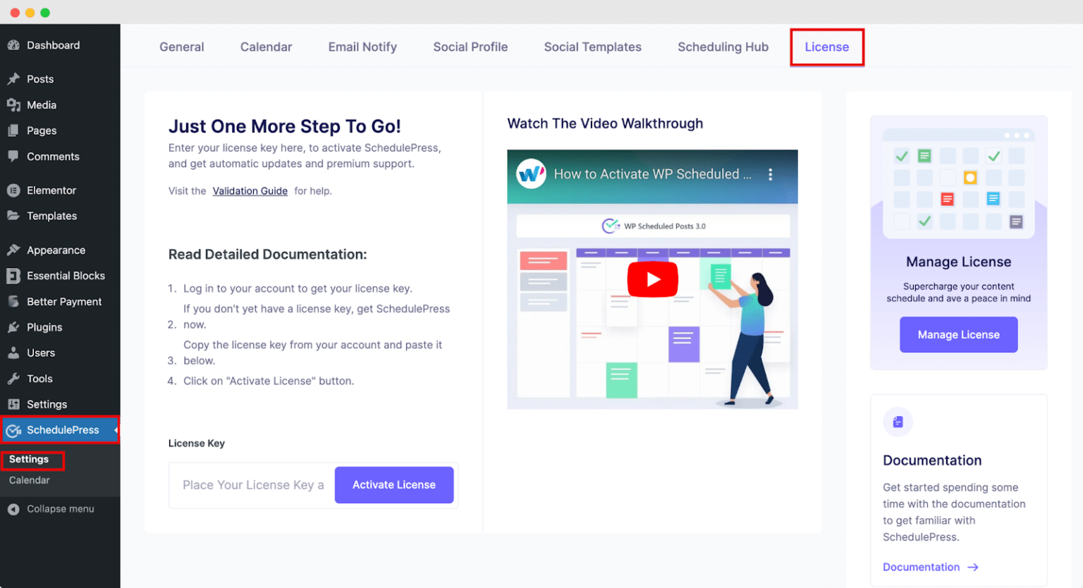 How To Verify & Authenticate Your SchedulePress PRO License Key? - WPDeveloper