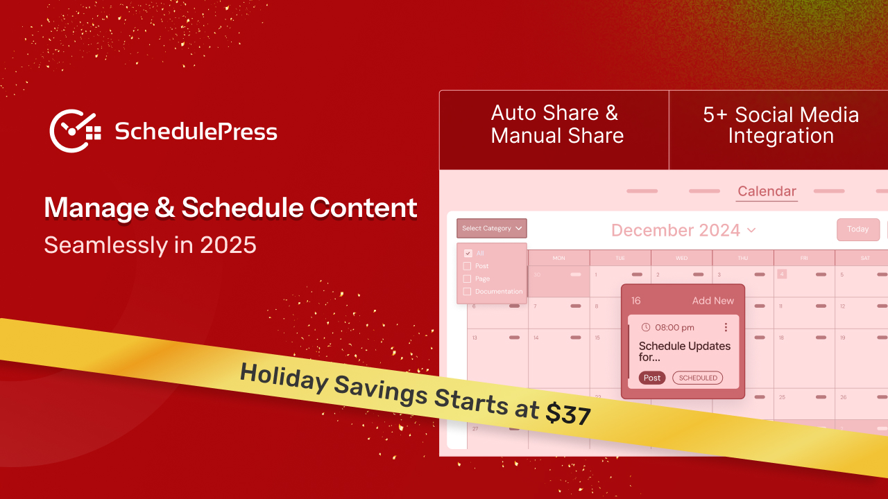 WP Scheduled Posts (SchedulePress) - Best Editorial Calendar